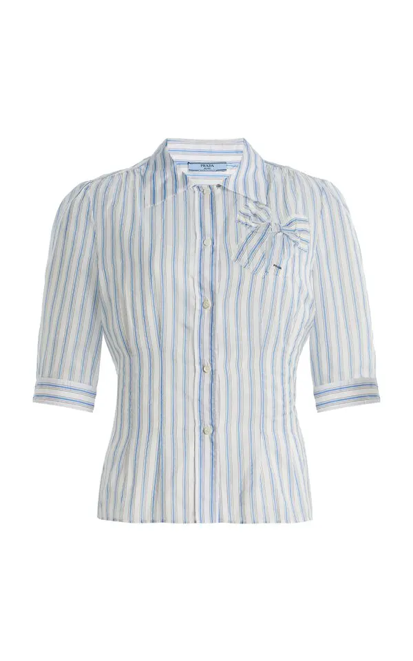 Prada Striped Button-down Poplin Shirt - Blue