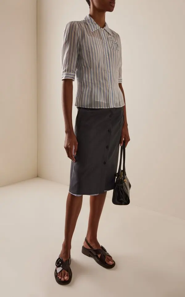 Prada Striped Button-down Poplin Shirt