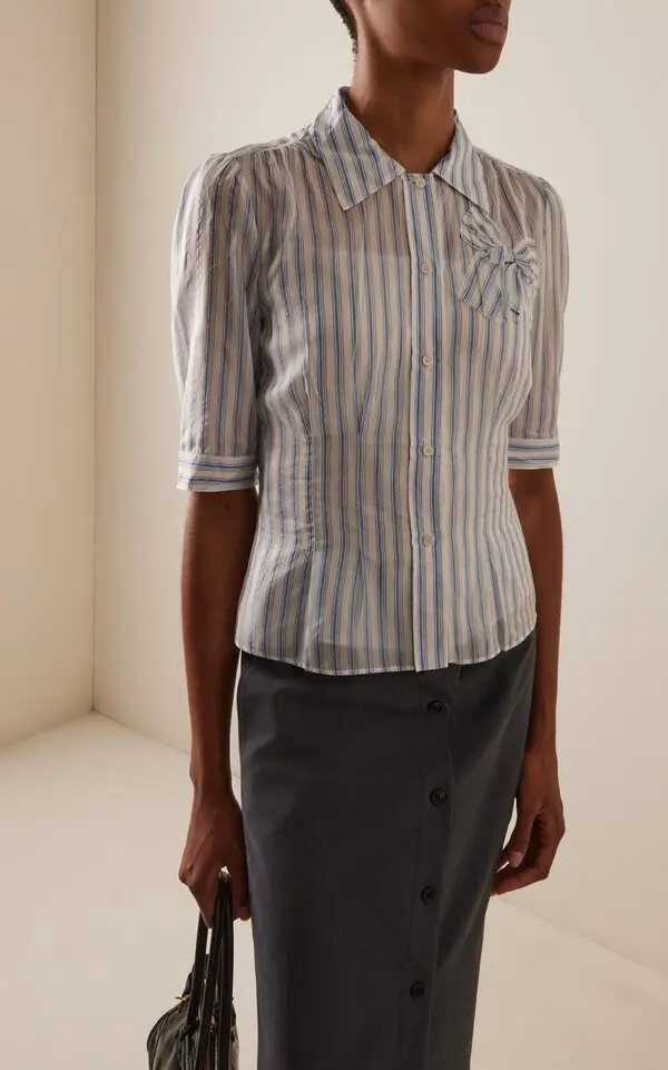 Prada Striped Button-down Poplin Shirt