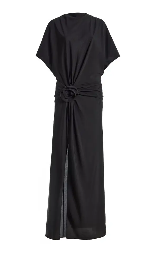 ROTATE BY BIRGER CHRISTENSEN Slit Crepe Maxi Dress