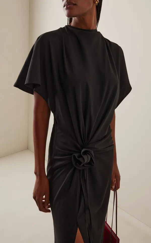 ROTATE BY BIRGER CHRISTENSEN Slit Crepe Maxi Dress