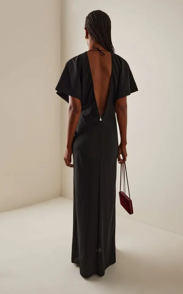 ROTATE BY BIRGER CHRISTENSEN Slit Crepe Maxi Dress