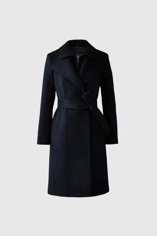Mackage Norita 2-in-1 Double Face Wool Coat With Sash - Black