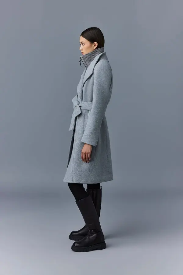 Mackage Norita 2-in-1 Double Face Wool Coat With Sash - Garnet