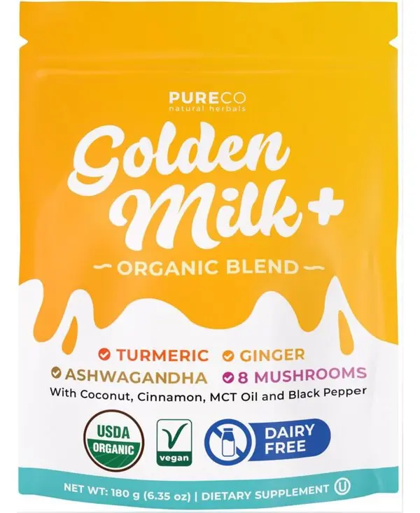 PURE CO Golden Milk Turmeric Drink Mix Powder - No Color