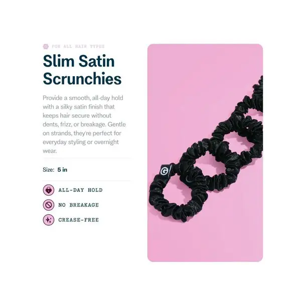 GIMME BEAUTY Slim Satin Hair Scrunchies Soft