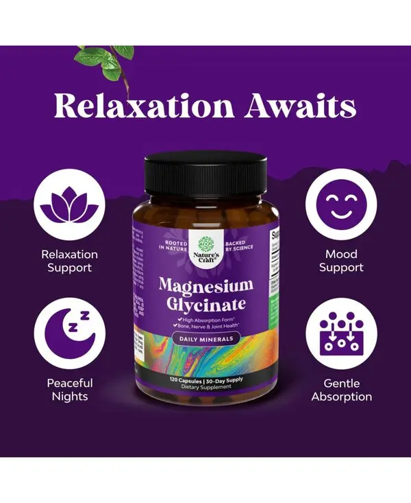 NATURE'S CRAFT High Absorption Magnesium Glycinate 500 Milligram Capsules