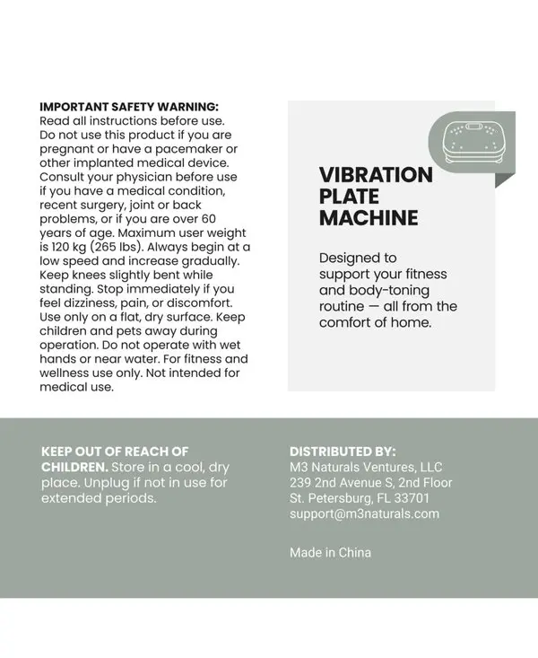 M3 Vibration Plate Exercise Machine With Resistance Bands