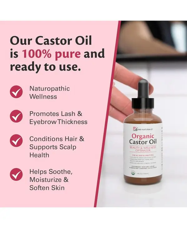 M3 Naturals Castor Oil Liquid 4 Fluid Ounce