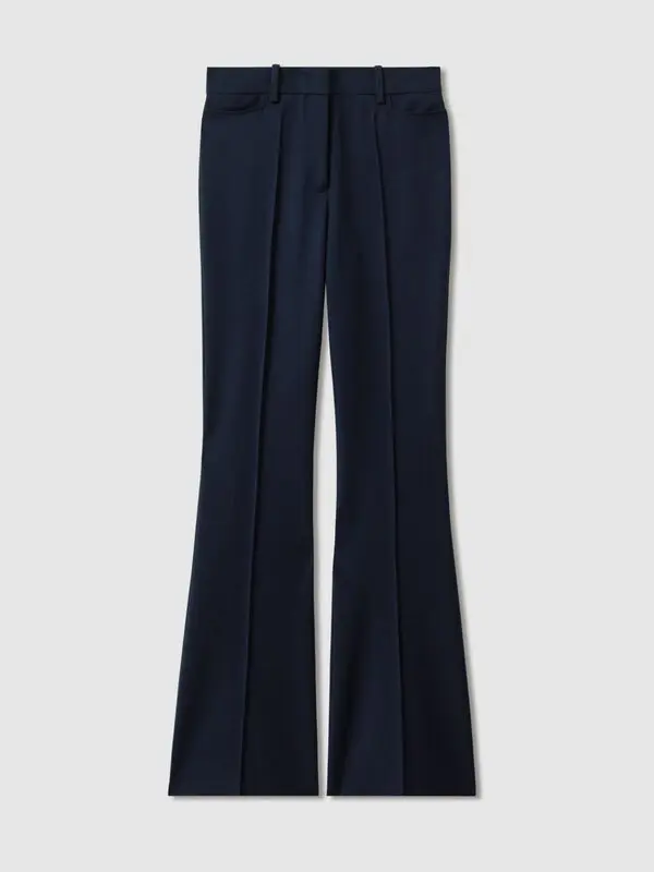 REISS Gabi Flared Trousers - Navy