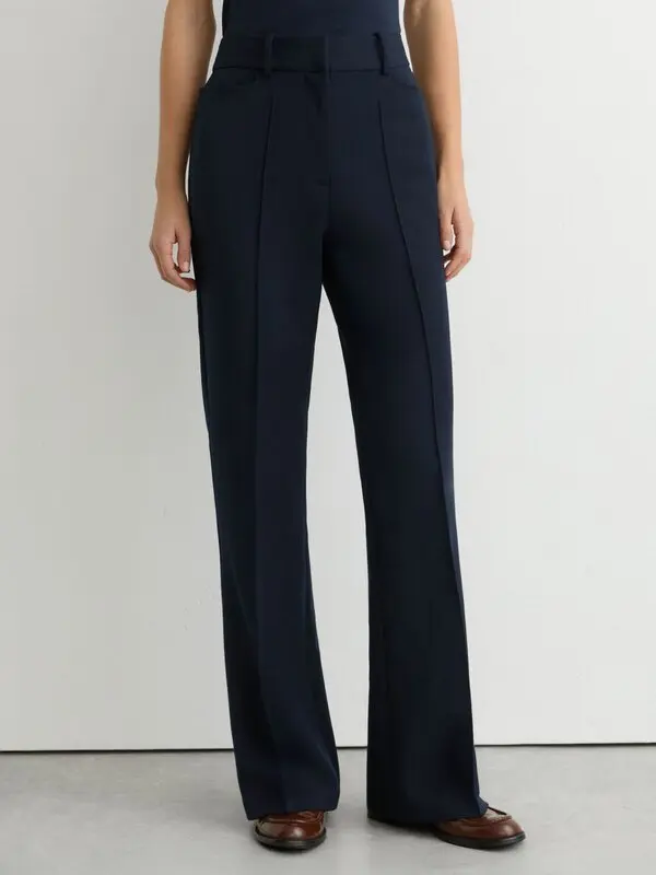 REISS Gabi Flared Trousers - Navy
