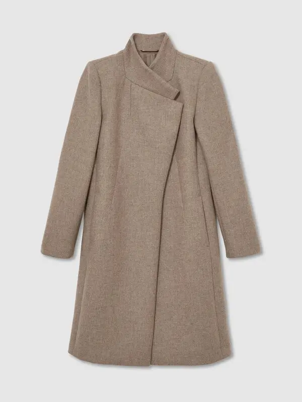 REISS Max Petite Wool-blend Wrapover Mid-length Coat