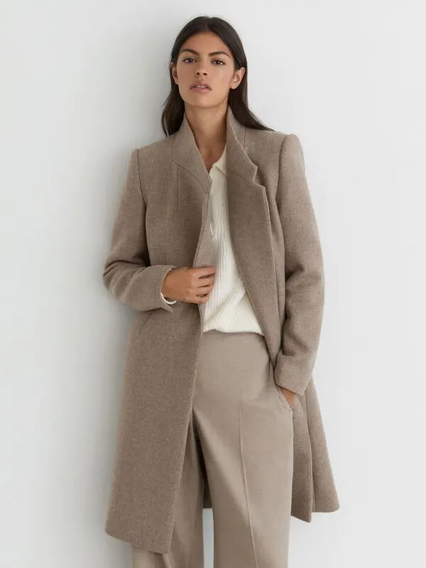 REISS Max Petite Wool-blend Wrapover Mid-length Coat