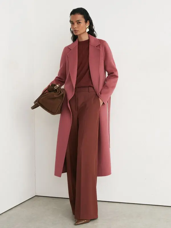REISS Marlowe Wool-blend Double-breasted Blind-seam Coat - Pink