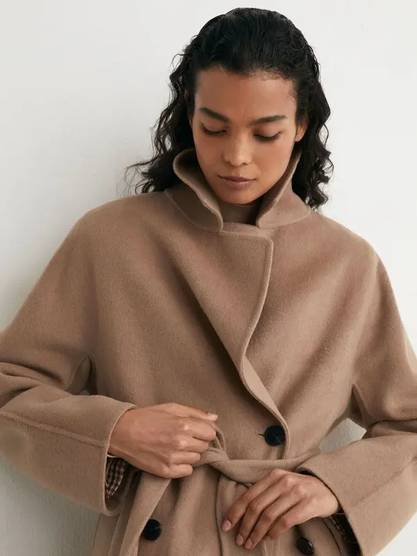 REISS Marina Wool-blend Blindseam Double-breasted Coat - Camel
