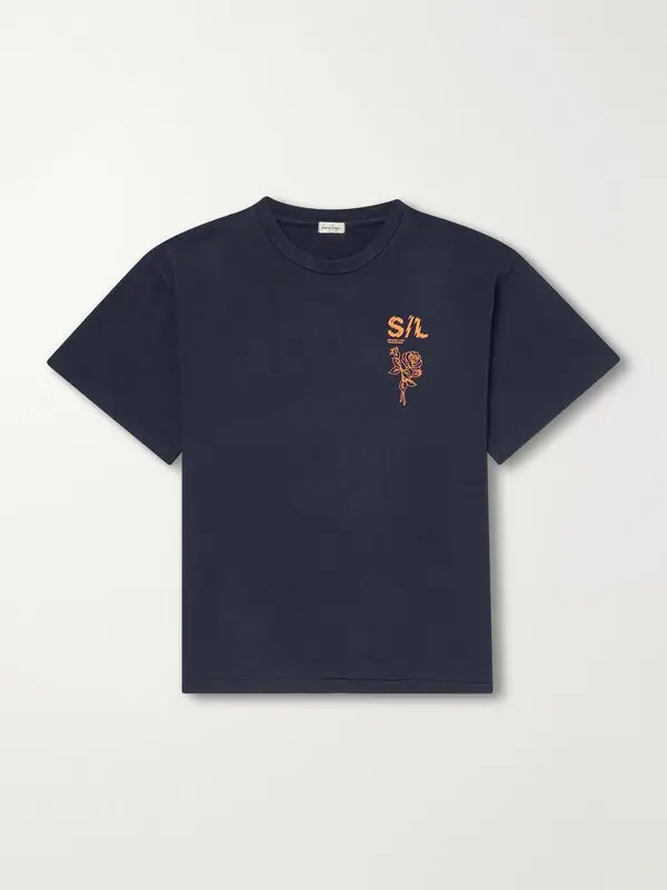 SECOND / LAYER Ggg Printed Cotton-jersey T-shirt - Blue