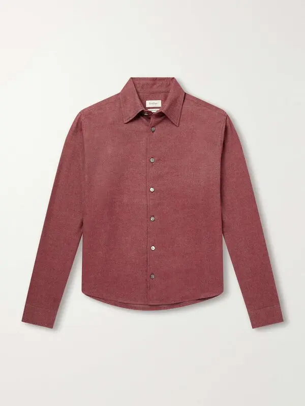 SECOND / LAYER Brushed Cotton Shirt - Red