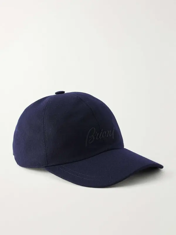 Brioni Logo-embroidered Cashmere-blend Baseball Cap - Navy