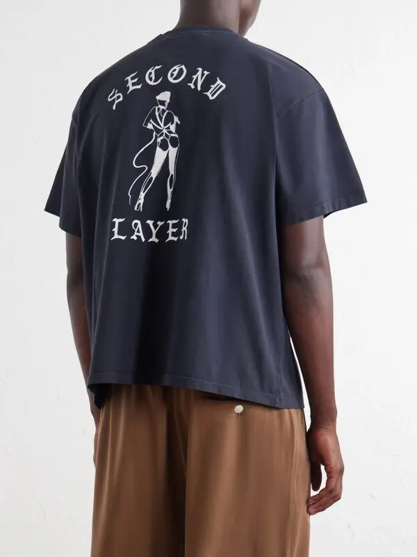 SECOND / LAYER Printed Cotton-jersey T-shirt