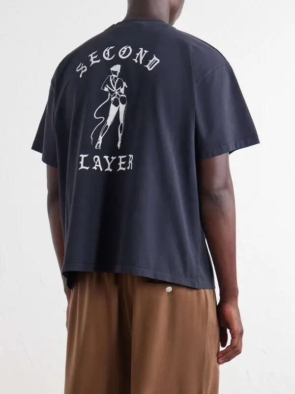 SECOND / LAYER Printed Cotton-jersey T-shirt