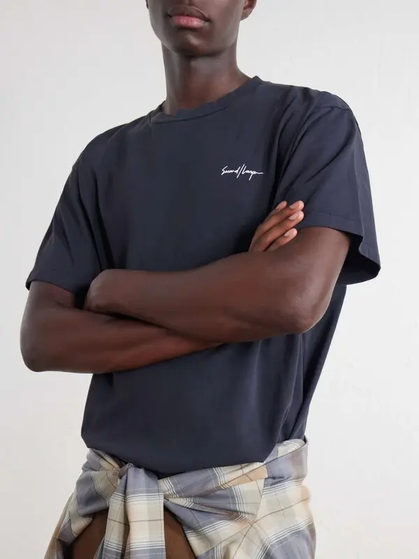 SECOND / LAYER Printed Cotton-jersey T-shirt