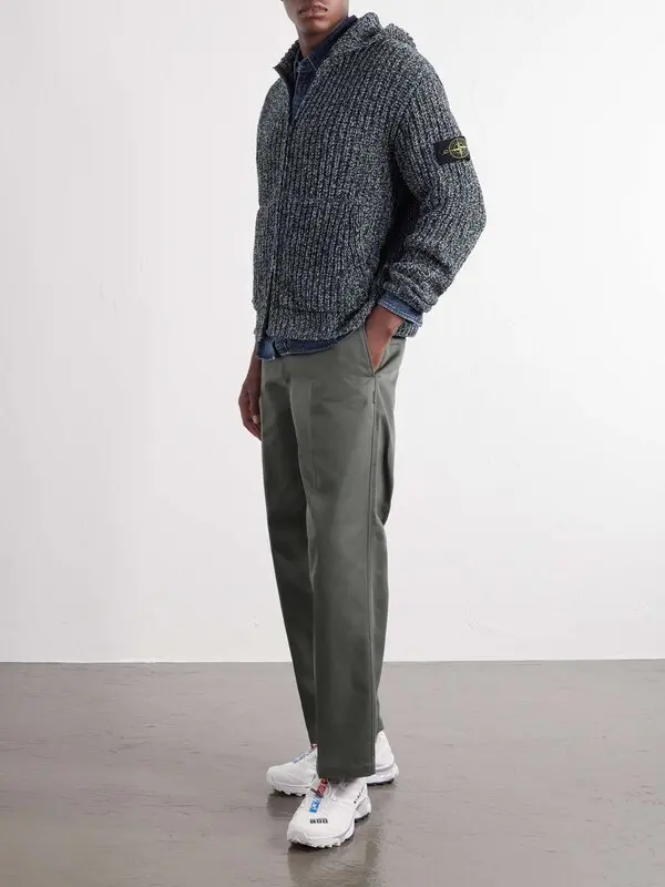Stone Island Knitted Cotton-chenille Zip-up Hoodie