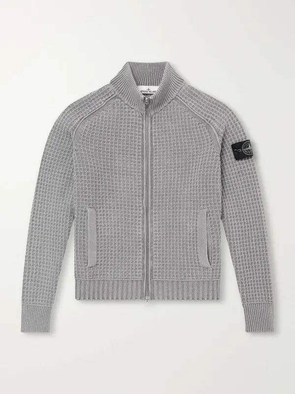 Stone Island Mineral-dyed Cotton Zip-up Sweater - Gray