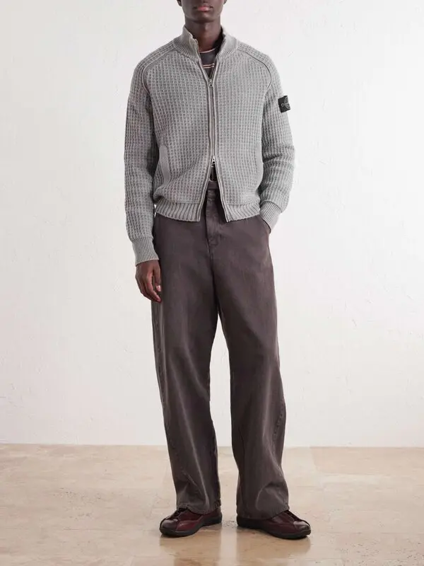 Stone Island Mineral-dyed Cotton Zip-up Sweater