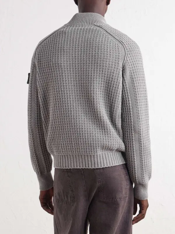 Stone Island Mineral-dyed Cotton Zip-up Sweater