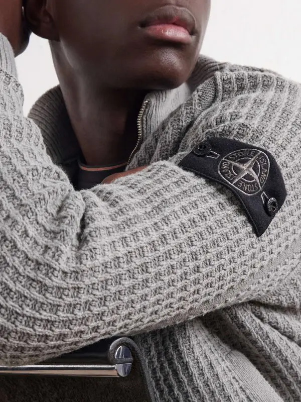 Stone Island Mineral-dyed Cotton Zip-up Sweater