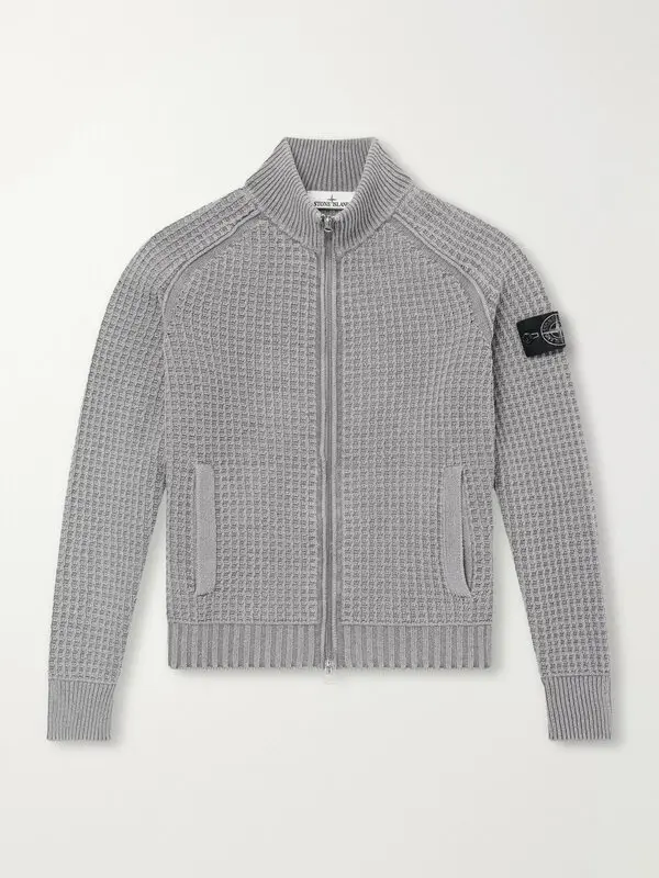 Stone Island Mineral-dyed Cotton Zip-up Sweater - Gray