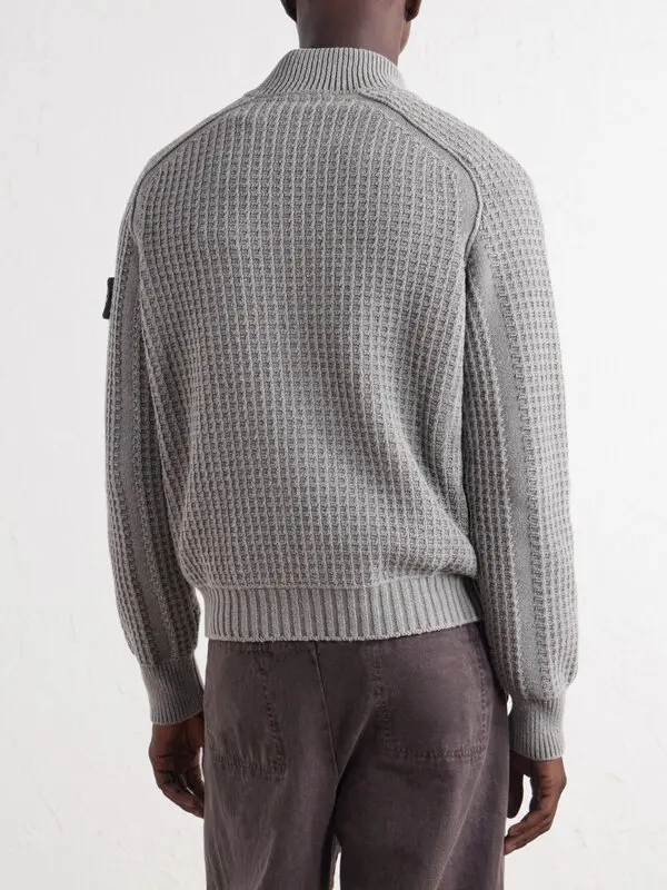 Stone Island Mineral-dyed Cotton Zip-up Sweater - Gray