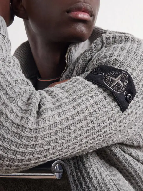 Stone Island Mineral-dyed Cotton Zip-up Sweater - Gray