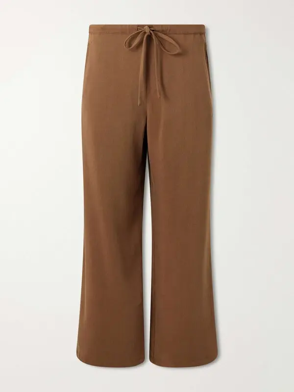 SECOND / LAYER Team Straight-leg Lyocell-twill Drawstring Trousers - Brown
