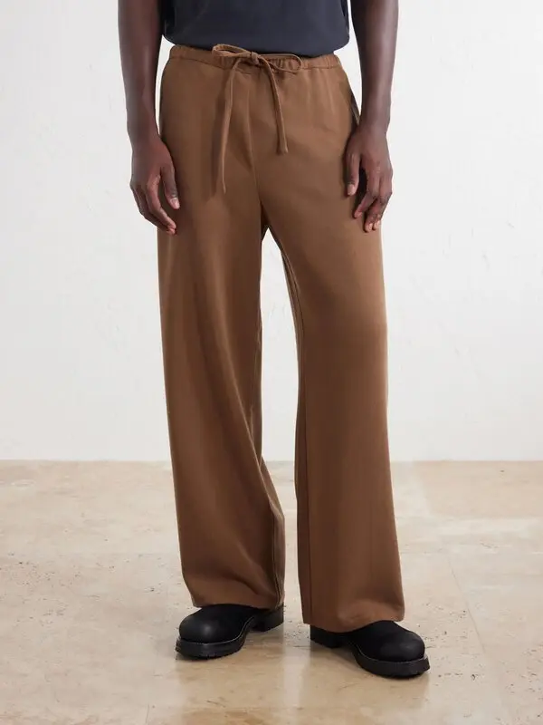 SECOND / LAYER Straight-leg Lyocell-twill Drawstring Trousers - Brown