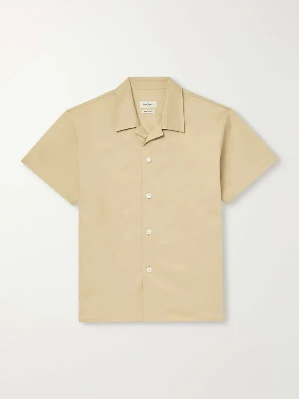 SECOND / LAYER Avenue Camp-collar Stretch-cotton Poplin Shirt - Yellow