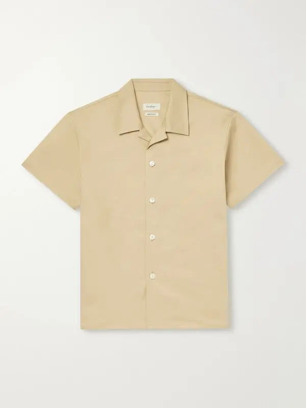 SECOND / LAYER Avenue Camp-collar Stretch-cotton Poplin Shirt - Yellow