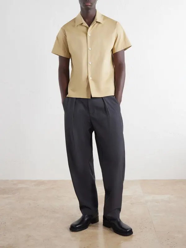 SECOND / LAYER Avenue Camp-collar Stretch-cotton Poplin Shirt - Yellow