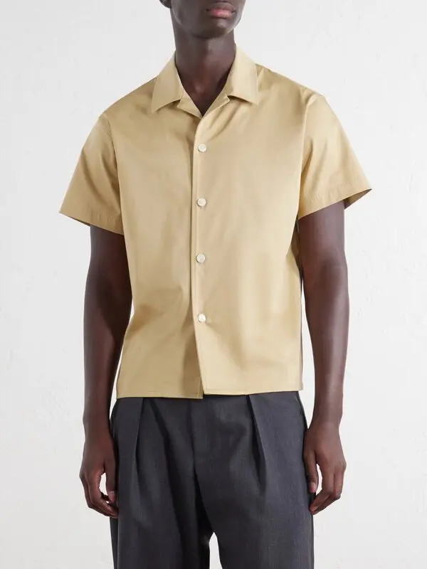 SECOND / LAYER Avenue Camp-collar Stretch-cotton Poplin Shirt - Yellow