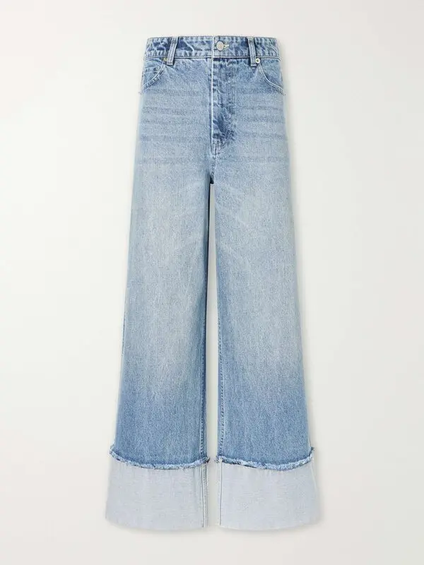 Sea Zayna Frayed High-waisted Wide-leg Jeans - Blue