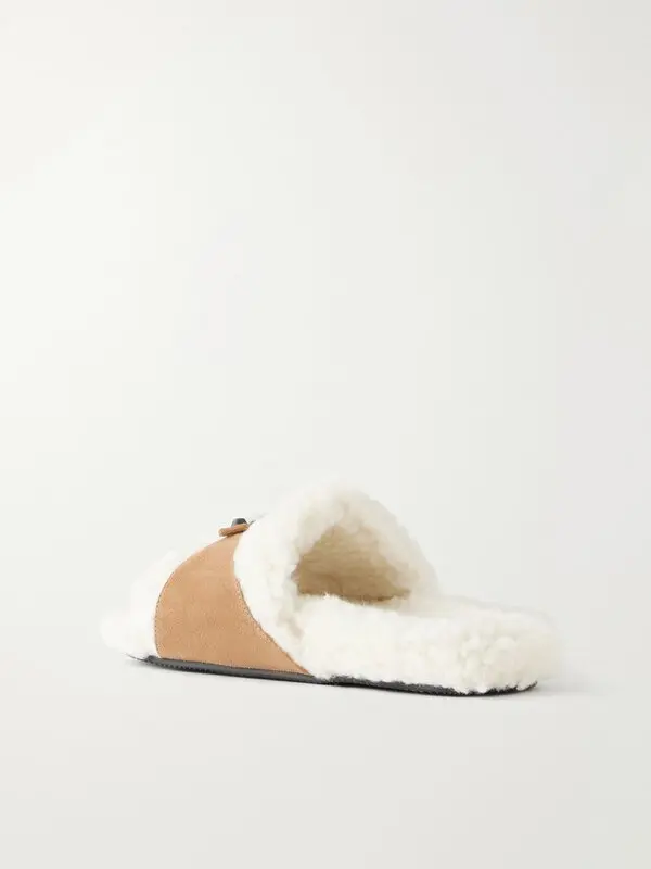 Balenciaga Buckle-detailed Suede-lined Slip-on Flats