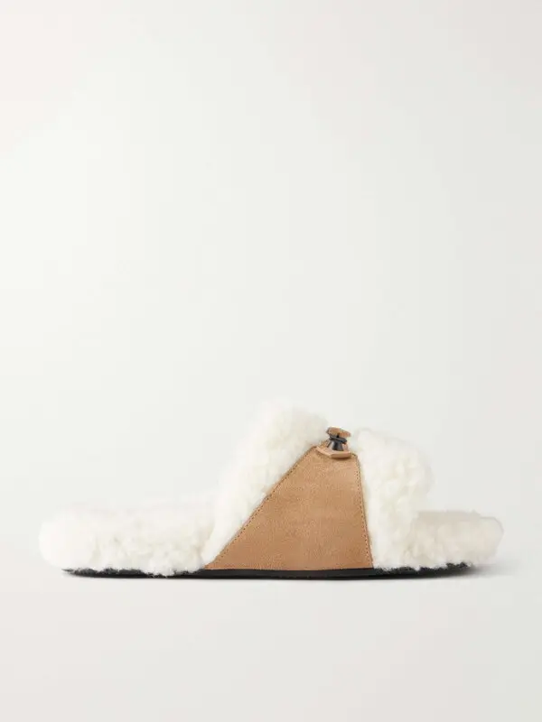 Balenciaga Buckle-detailed Suede-lined Slip-on Flats
