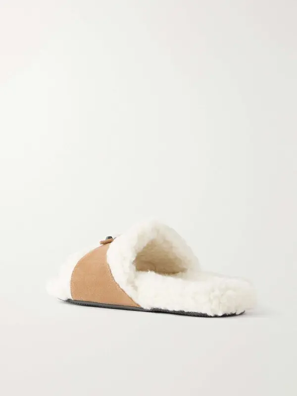 Balenciaga Buckle-detailed Suede-lined Slip-on Flats