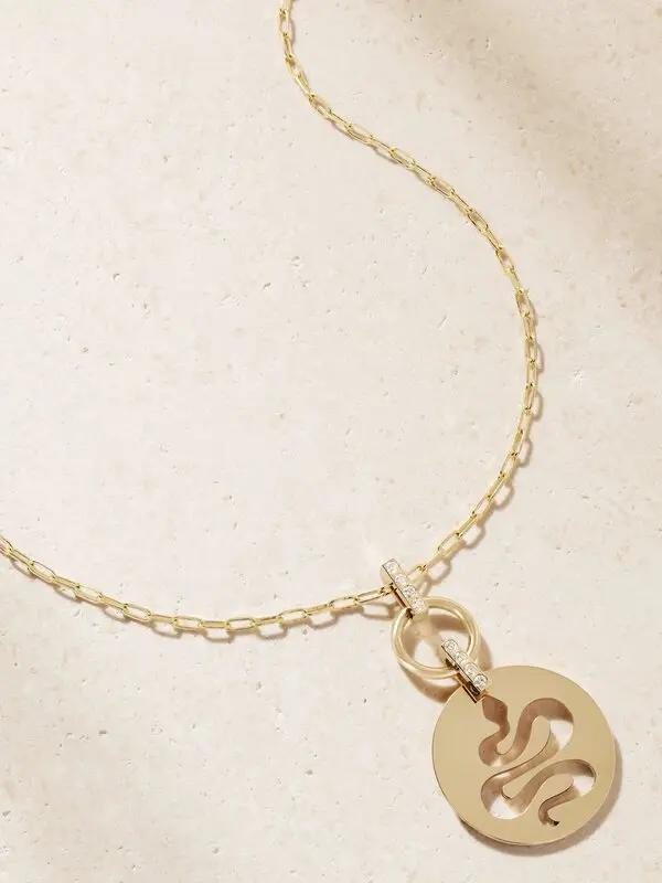 DIANE KORDAS Snake Nomad 14-karat Diamond Pendant Necklace - Gold