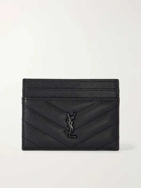 Saint Laurent Cassandre Matelassé Textured-leather Cardholder - Black