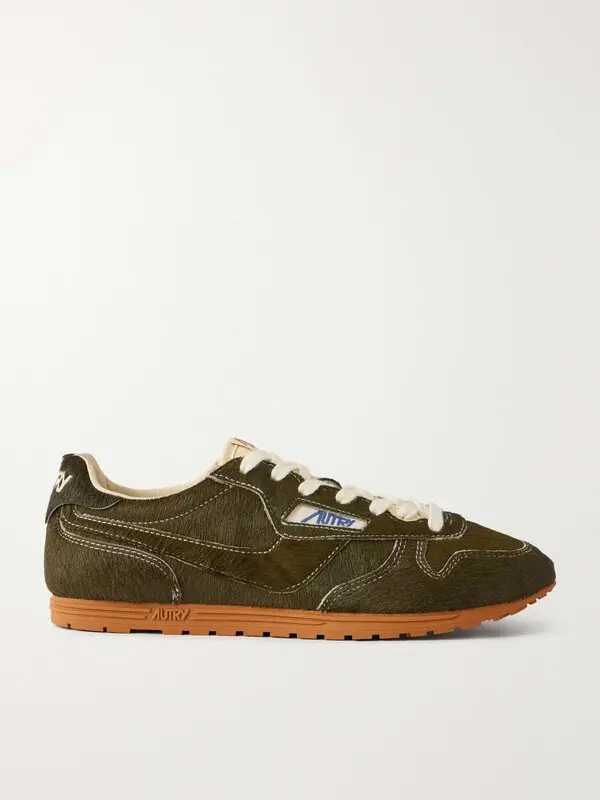 AUTRY Windspin Low Logo-embroidered Calf Hair Low-top Sneakers