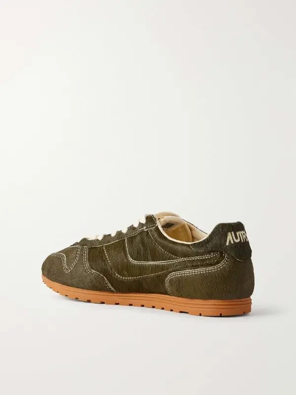 AUTRY Windspin Low Logo-embroidered Calf Hair Low-top Sneakers