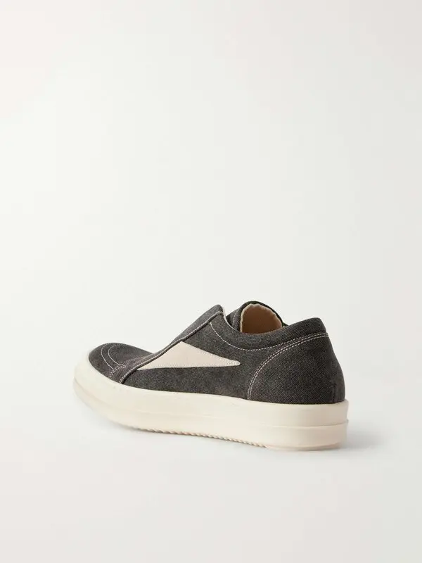 Rick Owens Laceless Vintage Suede-trimmed Canvas Sneakers - Gray