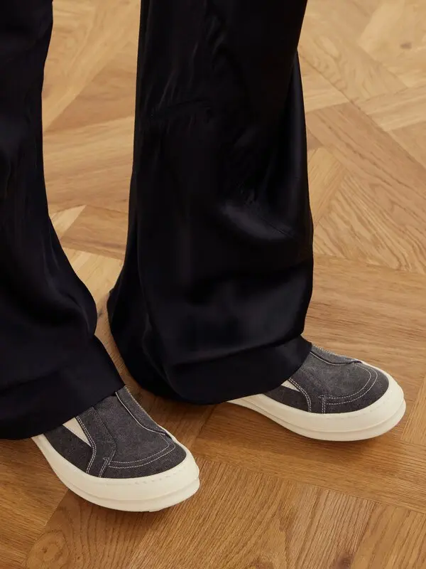 Rick Owens Laceless Vintage Suede-trimmed Canvas Sneakers - Gray