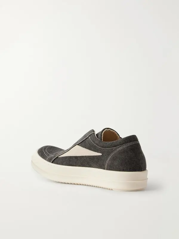 Rick Owens Laceless Vintage Suede-trimmed Canvas Sneakers - Gray